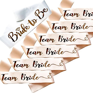 NAUXIUDSJS Bride to Be Sash, Bachelorette Party Supplies Engagement Party Favors, Bridal Shower Sashes Bachelor Decorations Just Married Gift Engaged Decor Accessories,Rose Gold