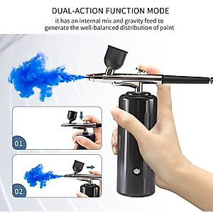 Airbrush Kit with Compressor kit 32PSI Cordless Airbrush Rechargeable Portable Dual Action Barber Airbrush Compressor, Air Brush for Painting, Model, Nail, Makeup, Barber. (Black)……