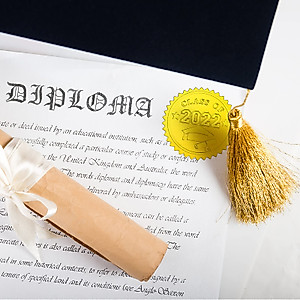240 Pcs Embossed Graduation Cap Diploma Gold Certificate Seals Class of 2022 Foil Envelope Seal Stickers Gold Graduation Seals Decoration Labels for Envelopes Diplomas Certificates Graduation, 2 Inch