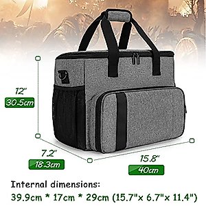 CURMIO Travel Carrying Case Compatible with PS5, PS4, PS4 Pro / Xbox Series S, Xbox One, One S, One X and Xbox 360, Game Storage Bag for Console, Controller and Accessories, Gray (Bag Only, Patented Design)