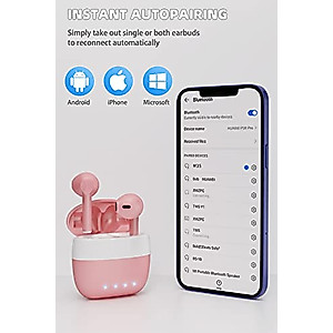 Wireless Earbuds Bluetooth, ENC Noise Cancelling Deep Bass in-Ear Stereo Ear Buds,IPX6 Waterproof Headphones with Mic, USB-C Charging Case, Touch Control Earphones for iPhone & Android(Pink 2)