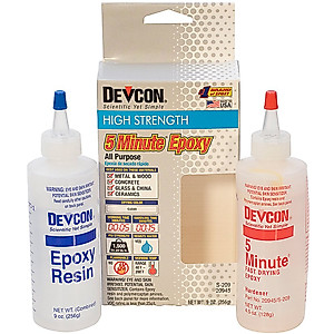 Devcon Epoxy, 5 Minute Epoxy, 2 Bottles Net 8.5 fl oz (250ml)