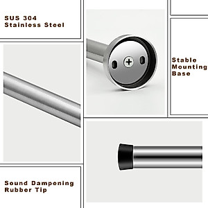 Long Door Stops, Stainless Steel Door Stopper, 8 Inch Commercial Doorstop Door Holder Wall Mounted, Large Modern Brushed Metal Solid Door Bumper w/Mute Rubber Tip, Heavy Duty Door Stopper