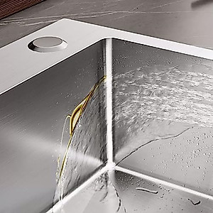 Single Bowl Stainless Steel 304 Kitchen Sink, Rectangular, with Drain Strainer and Accessories,Sink Drop-in Or Undermount