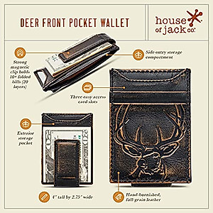 House of Jack Co. Deer Money Clip Wallet | Slim Card Holder | Super Strong Magnet Men's Wallet | Front Pocket Wallet (Deer)