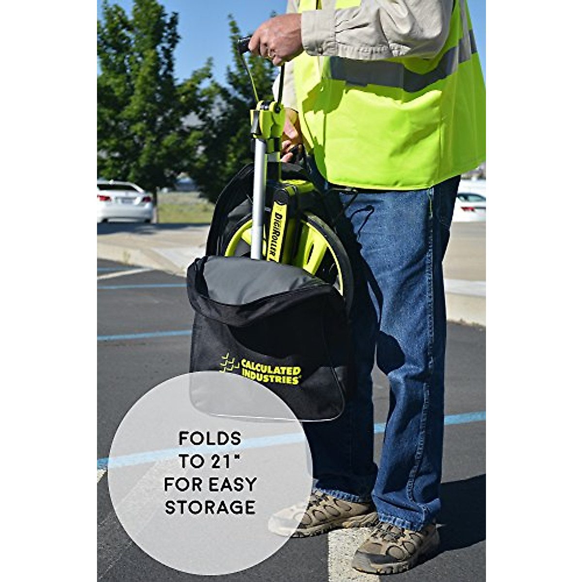 Calculated Industries #6575 DigiRoller Plus III 12.5 Inch Estimators Electronic Distance Measuring Wheel with Large Backlit Digital Display; Measure in Feet, Inches, Meters, Yards; FREE Carrying Pack