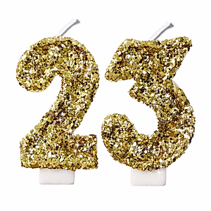 2.8" Gold Glitter Number Candles-Many Colors 23rd 32nd Birthday Gifts Birthday Decorations Birthday Candles Numbers Happy Birthday Candles for Cake 2 Candle for Women for Men (Gold)