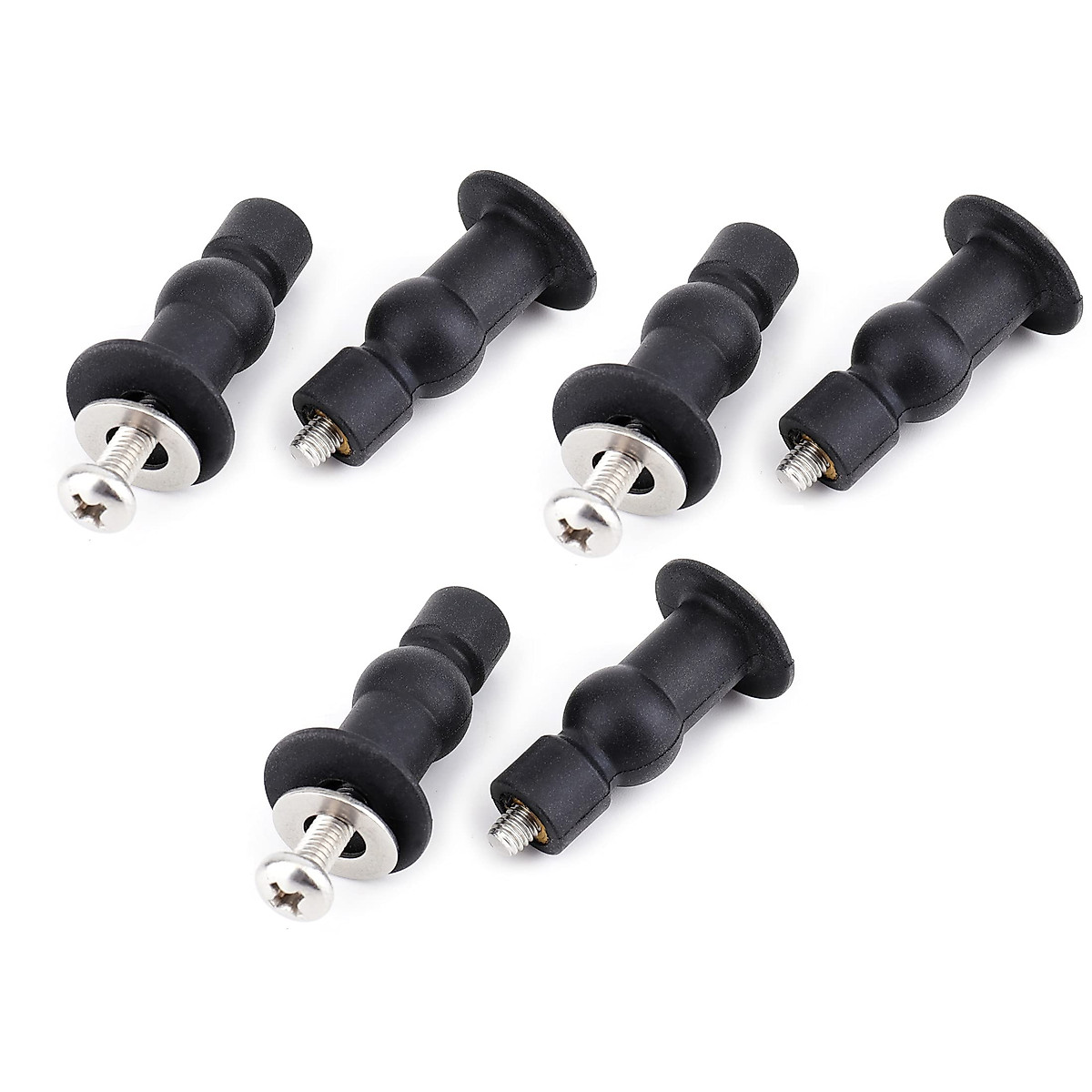 VALLVATER 6 Pack Toilet Seat Hinges Screws Top Mount Nuts Screws Toilet Seat Fixings Expanding Rubber Toilet Seat Bolts Kit Compatible Black