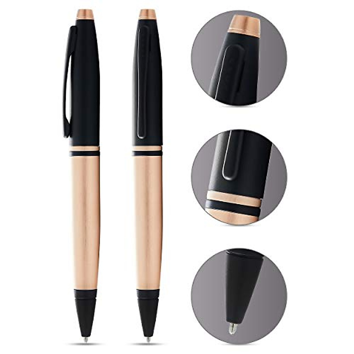 Cross Calais Brushed Rose Gold Plate and Black Lacquer Ballpoint Pen