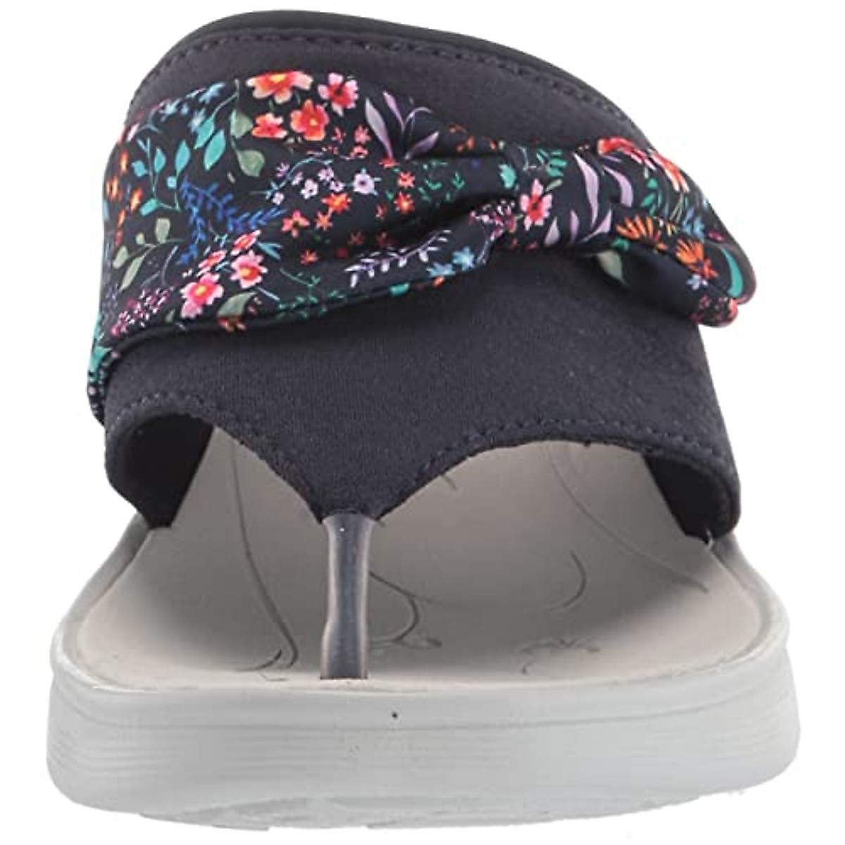 BZees Women's Dancing Queen Wedge Sandal, Navy Ditsy Floral Print, 8