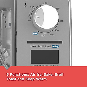 Black+Decker TOD1775G Crisp N Bake Air Fry Digital Toaster Oven, 9" Pizza or 4 Slices of Bread, Gray