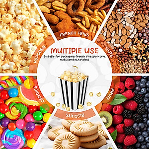 Maxcheck 200 Pcs Popcorn Boxes with 200 Pcs Clear Cellophane Bag, Mini Paper Popcorn Box Cardboard Popcorn Container, Popcorn Boxes Snack Candy for Birthday Wedding Decoration (Black and White)