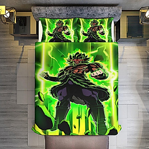 ggtg Saiyajin Broly 3-Piece Bedding Set Soft Microfiber Sheet & Pillowcase Sets Full Size Sheet Set 79"x90"