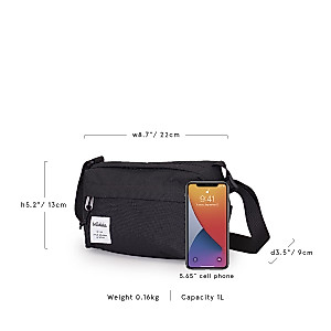 Hellolulu HOLLIS Zippered Compact Crossbody Bag, Water Resistant Lightweight For Daily Use Travel Men Women, Roomy for Wallet Purse Phone, Dark Blue