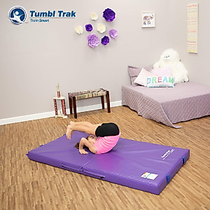 Tumbl Trak Junior Practice Mat, 3'x6'x4", Crash Mat for Gymnastics and Cheer, Landing Mat for Gymnastics Training, Purple