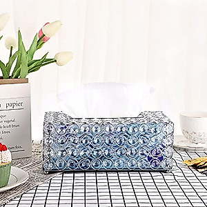 Sumnacon Crystal Rectangular Tissue Box Cover - Decorative Glass Tissue Box Holder, Sparkling Facial Tissue Holder for Bathroom Vanity Dresser Night Stand Table Countertop Home Office Decor, Silver