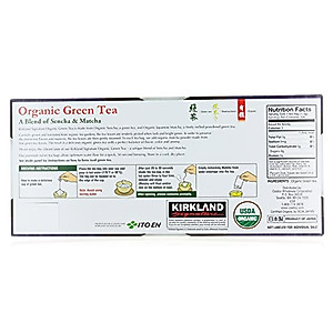 Kirkland Signature Organic Japanese Green Tea, A Blend of Sencha & Matcha 100 bags 0.05 Oz/1.5g per bag by