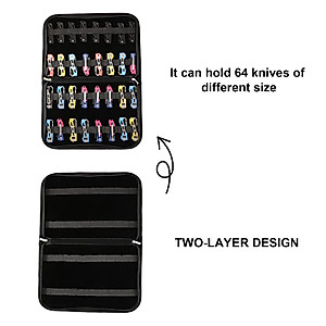 Knife Display Case, Pocket Knife Case with 32 Slots, Folding Knife Holder, Small Knife Storage Organizer, Knives Roll Collection Pouch Carrier Bag for Survival Tactical Outdoor for EDC Mini Knife