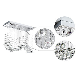 Saint Mossi 8-Lights Modern K9 Crystal Chandelier Light Fixture, Perfect Raindrop Chandelier for Bedroom,Living Room,Dining Room, L30 x W12 x H26, Clear Crystal & Chrome Canopy