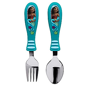 Zak Designs Moana Dinnerware Set Includes Plate, Bowl, Water Bottle, and Utensil Tableware, Made of Durable Material and Perfect for Kids (Moana and Maui, 5 Piece Set, BPA Free)