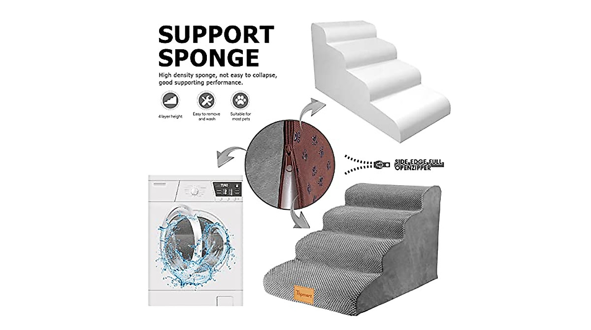 Topmart Foam Dog Steps for Older Pets | Non-Slip & Wide Stairs