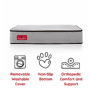 BRINDLE Waterproof Memory Foam Pet Bed - Removable and Washable Cover - 4 Inch Orthopedic Dog and Cat Bed - Fits Most Crates