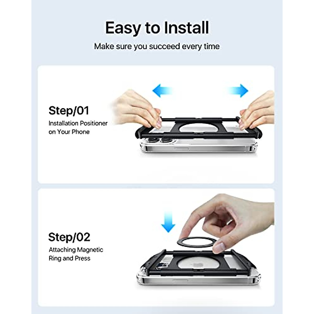andobil MagStick Magnetic Ring, [Auto-Aligning, Easy-Install] Wireless Charging Adapter, Magnet Sticker Compatible with MagSafe/iPhone 14/13/ 12/11/ X, S22/ S21 etc, Mag Safe Accessories, 2 Pack