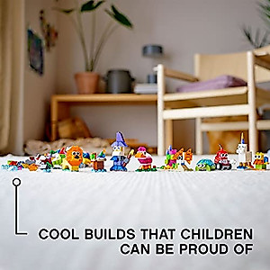 LEGO Classic Creative Transparent Bricks Building Set 11013 for Girls and Boys, STEM Toy and Preschool Hands-On Learning Toy, Includes Wizard, Unicorn, Lion, Bird, and Turtle