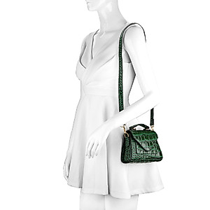 Trendy Mini Purse for Women, Small Crocodile Pattern Crossbody Bag, Vegan Leather Clutch Top Handle Shoulder Handbag (Green)