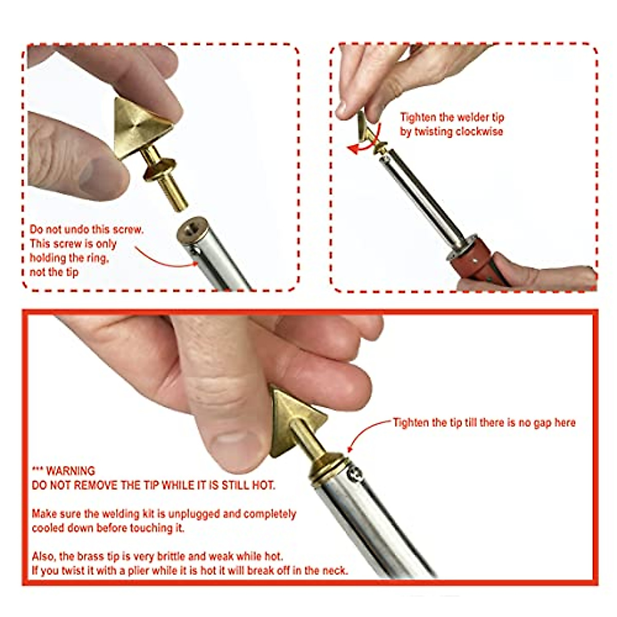 2pc Jounjip Replacement Tips for Jounjip or Gino Brand 80 Watt Plastic Welding Kits - 1/4"-28 Thread