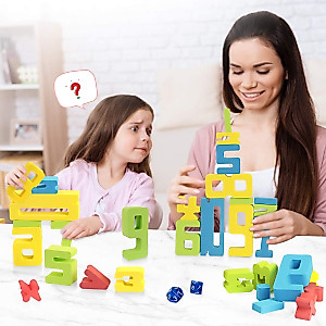 kindersee Math Foam Blocks Educational Toys, Including Math Manipulatives, Balanced Stacking, Memory Training, Unique Number Blocks for Math, Ages 3 and up as Gifts, Party Games, Education