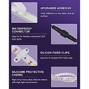 Outdoor LED Strip Lights Waterproof 3000K, 16.4ft IP67 High Density LED Tape Light, 600 LEDs/Reel, 252~300LM/ft, UL-Listed, 12V Dimmable Rope Lights for Home, Balcony, Roof, Backyard, Patio, Garden