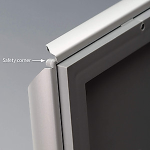 M&T Displays Opti Snap Poster Frame with Support Leg 8.5x11 Inch Silver 1" Aluminum Profile Front Loading Photo Picture Document Certificate Sign Holder Mitered Corner Anti Glare Cover