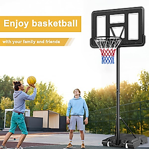Dripex Basketball Hoop Outdoor 10FT Adjustable Height Goal, Portable Basketball System with 44” Shatterproof Backboard for Adults Teenagers Kids