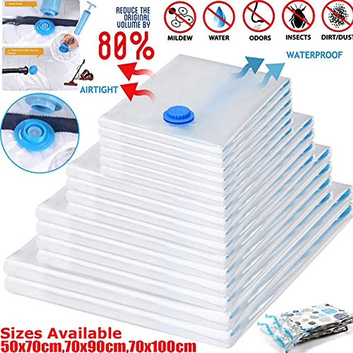 DOITOOL 1PCS Vacuum Storage Bag, Space Saving Clothes Storage Bag, New Simple Style Sealed Storage Bag, Compress Bag for Clothing, Duvets, Pillows, Bedding, Curtains, Travelling (60x80cm)