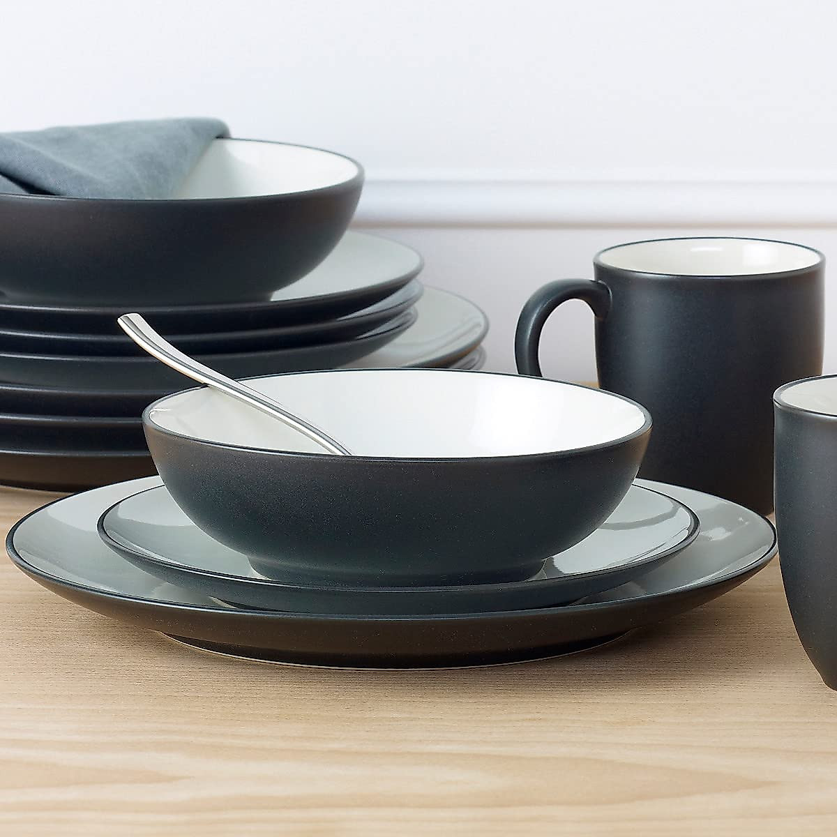 Noritake Colorwave Graphite Bowl, Soup/Cereal, 7", 27 oz., Set of 4 in Black/Graphite