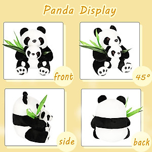 AIXINI 10" Plush Panda Stuffed Animals with Panda Baby Soft Toy, Native Mom & Baby Plush Bamboo Panda