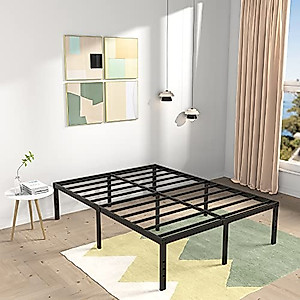 DiaOutro 18 Inch King Bed Frame Heavy Duty Metal Platform No Box Spring Needed, Maximum Storage, Easy Assembly, Noise Free, Black