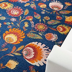 Nourison Allur Floral Navy Multicolor 5'3" x 7'3" Area -Rug, Easy -Cleaning, Non Shedding, Bed Room, Living Room, Dining Room, Kitchen (5x7)