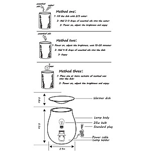 Glass Wax melt Warmer, Electric Wax Burner, Melted Perfume Heater, Home Office Bedroom, Living Room, Gifts and Decoration Hand Drawn (Ink drawing)