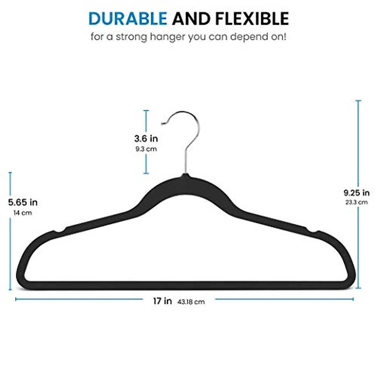 ZOBER 25pk Non-Slip Rubber Coated Hangers, Space Saving & 360° Swivel Hook