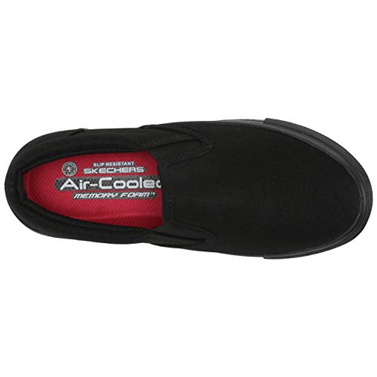 Skechers Women's Canvas Slip on Food Service Shoe, Black, 7.5