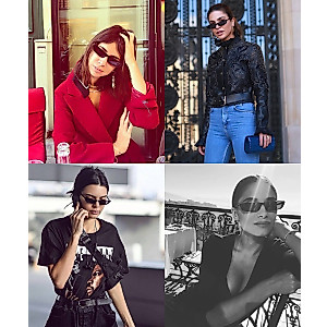 GOBIGER Rectangle Small Frame Sunglasses Fashion Designer Square Shades for women (Black Frame, Black)