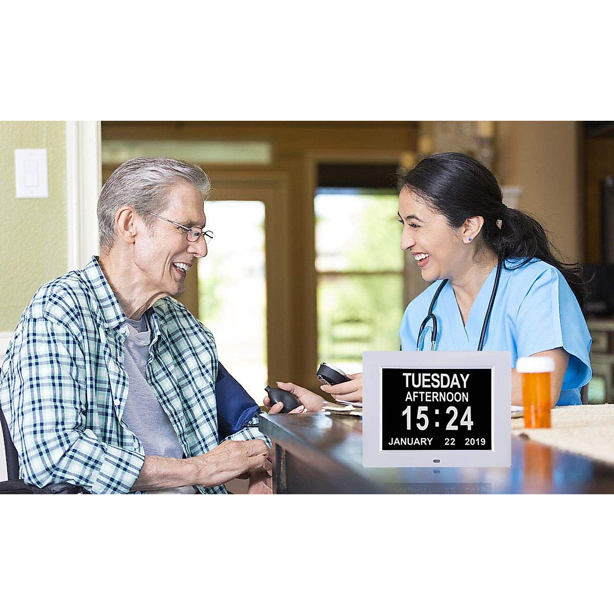 TMC [Newest 8 Inch Digital Day Clock for Seniors - Large Clock with Day Date for Elderly with Large Number,12 Alarm Options for Dementia, Alzheimer