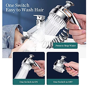 Kitchen Sink Sprayer,Sink Faucet Sprayer with Hose and Holder, Faucet Spray Head Replacement Wash Hair Attachment Pet Rinser for Shower with Stop Key(55/64'' Female Thread,Adapter Included)