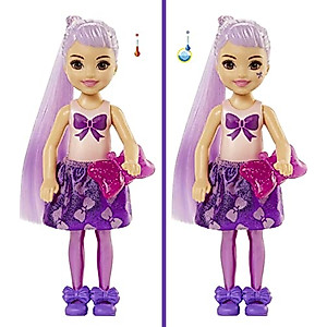 Barbie Color Reveal Chelsea Doll with 6 Surprises: 4 Mystery Bags, Water Reveals Doll's Look & Color Change on Bodice; Glitter Series; [Styles May Vary]