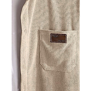 Comdecevis Men's Corduroy Button Down Shirt Casual Shirts Long Sleeve Shacket Jacket with Pocket Khaki Large