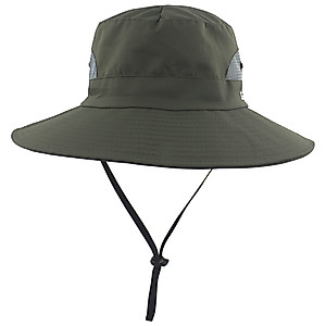 Women Ponytail Summer Sun Hat Wide Brim UV Hats Floppy Bucket Cap for Safari Beach Fishing Gardening Army Green