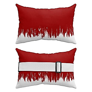 Recliner Head Pillow Ledge Loungers Chair Pillows with Insert Red Abstract Paint Lumbar Pillow with Adjustable Strap Outdoor Waterproof Patio Pillows for Couch Beach Pool Office Chair, 2 PCS