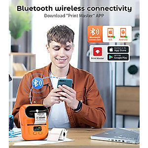 Phomemo M110 Label Maker, Barcode Printer, Bluetooth Portable Thermal Label Printer for Small Business, Sticker Printer Inkless Labeler for Address, Logo, Clothing, Mailing, for PC & Phone